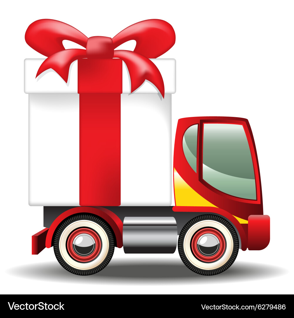 Gift box on car Royalty Free Vector Image - VectorStock