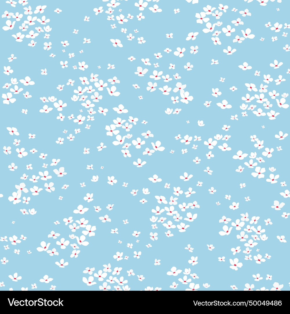 Handdrawn ditsy flowers on a blue background Vector Image