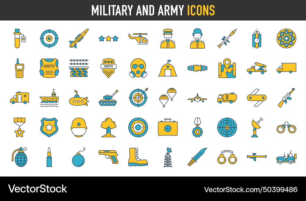 Military and army icons Royalty Free Vector Image