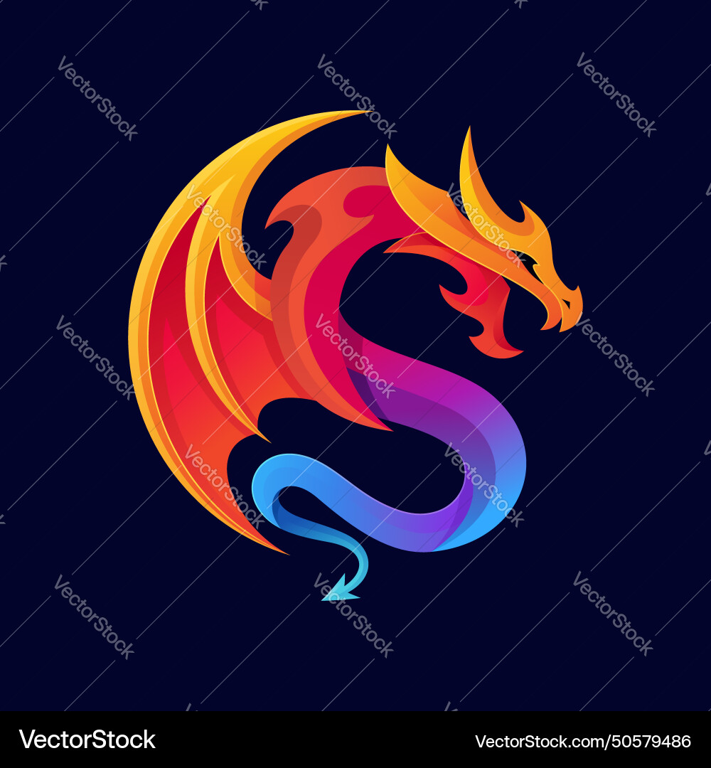 Modern colorful gradient dragon logo Royalty Free Vector