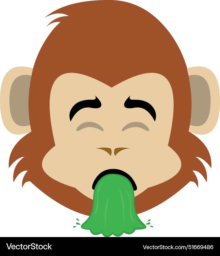 Monkey head vomit Royalty Free Vector Image - VectorStock