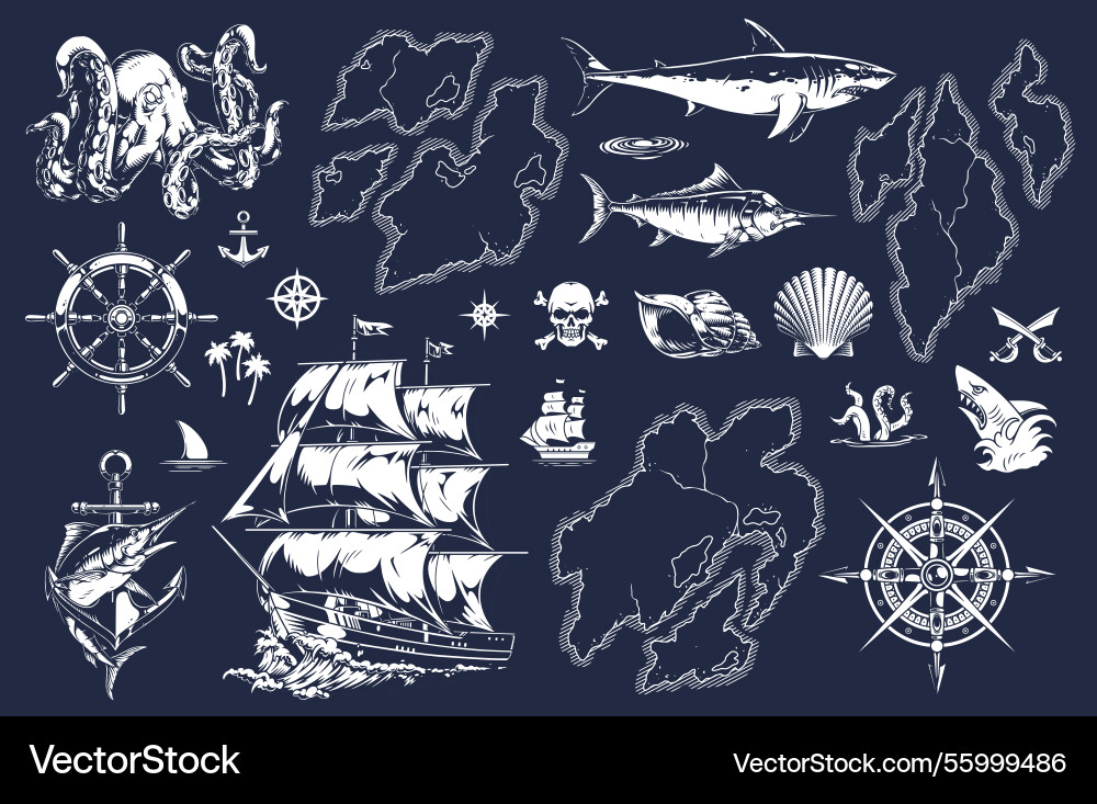 Nautical with marine themes Royalty Free Vector Image