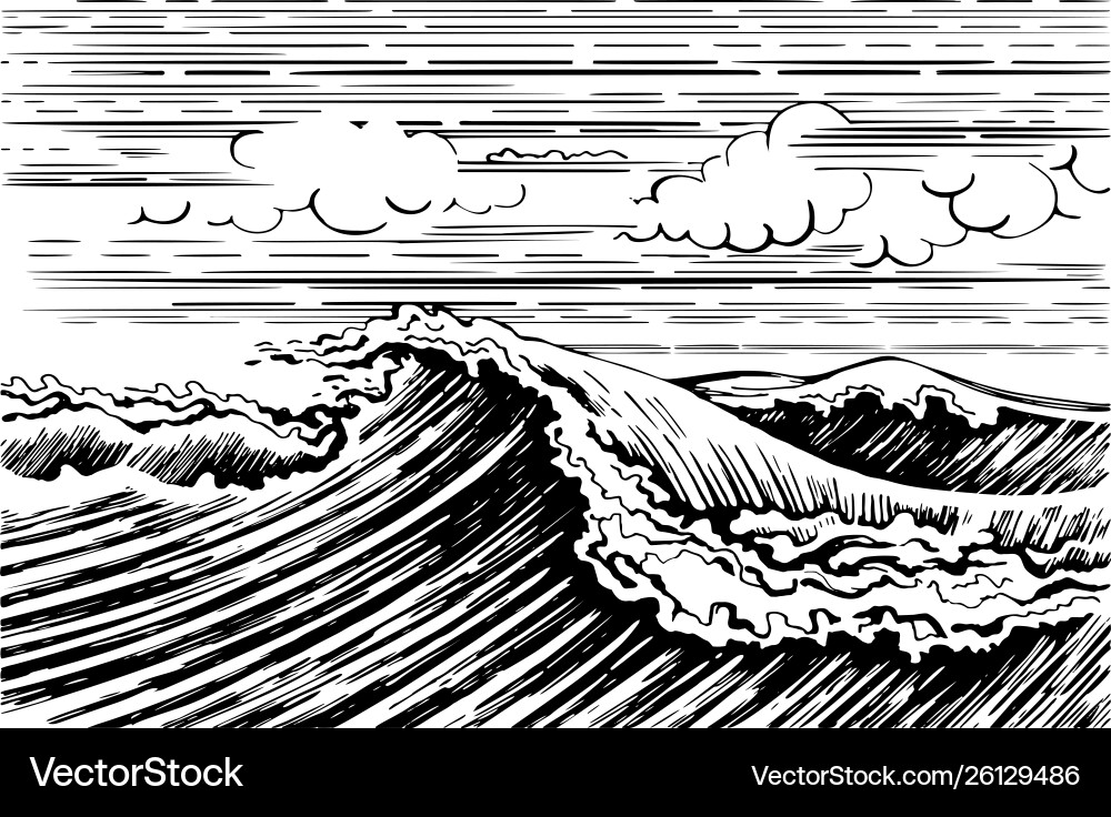 Storm sea wave Royalty Free Vector Image - VectorStock