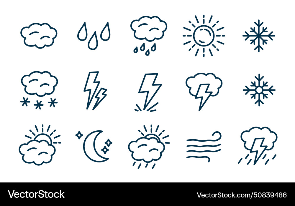Sun rain snow moon cloud luna Royalty Free Vector Image