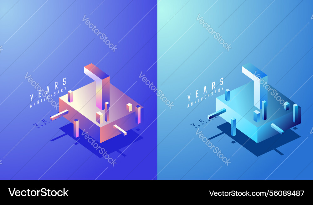 3d isometric anniversary design 7th 7th years Vector Image