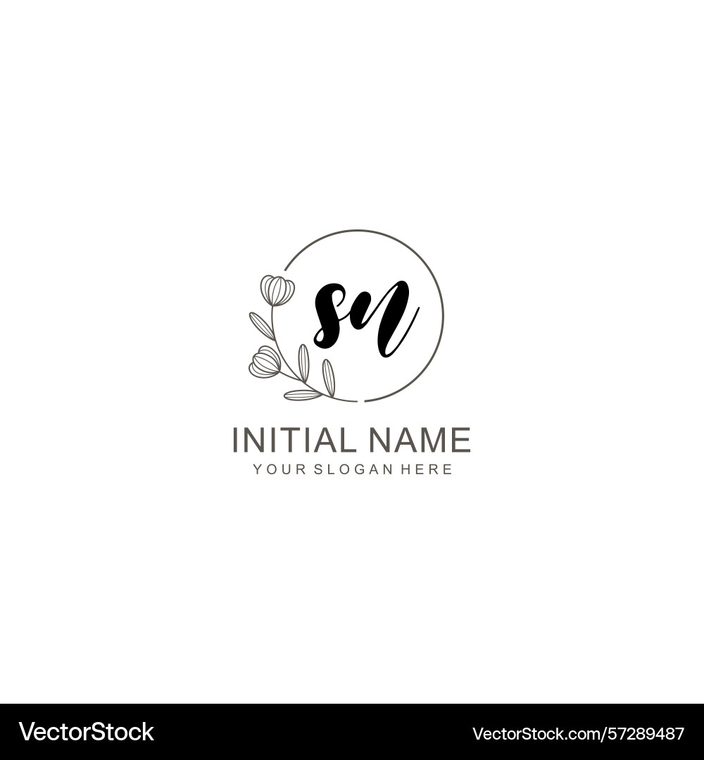 Elegant sn initial logos with floral and modern Vector Image