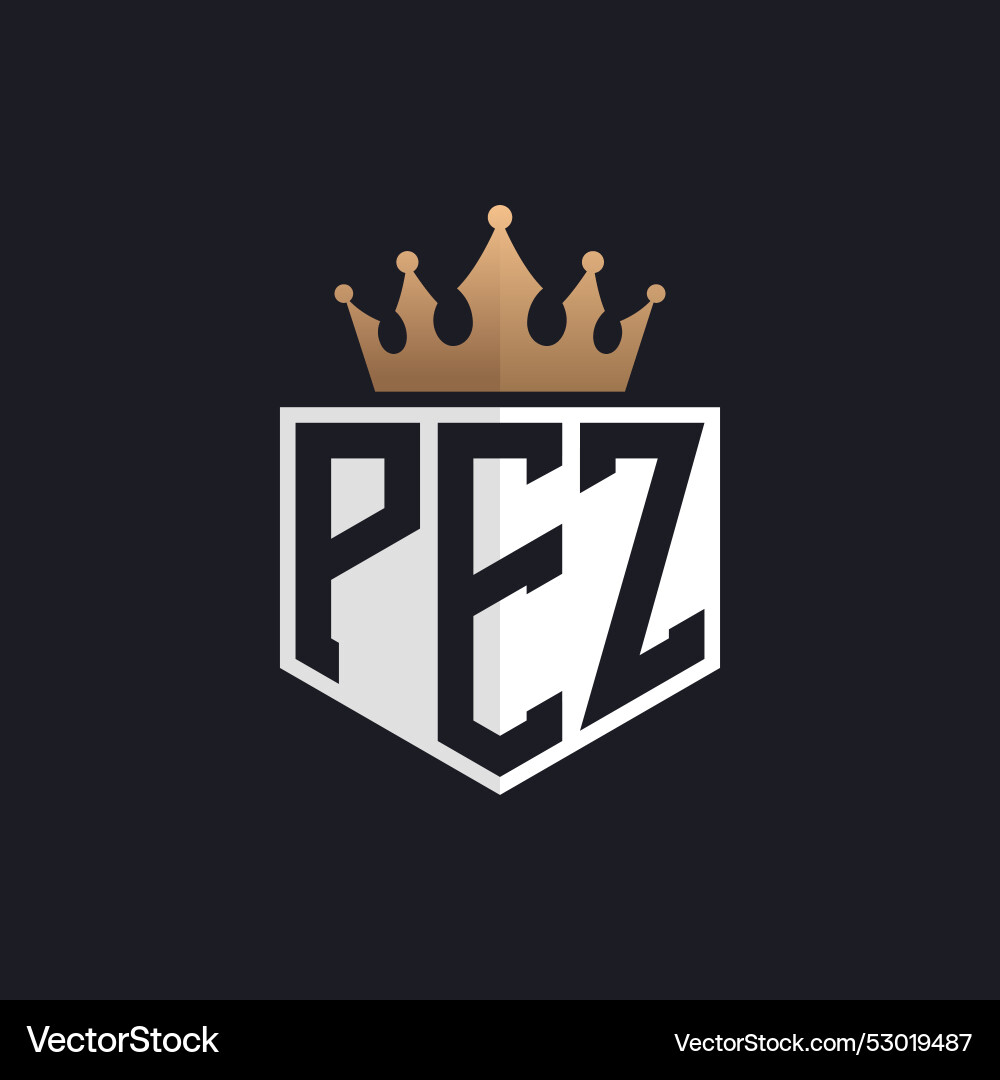 Luxury pez logo with crown elegant initials pez Vector Image
