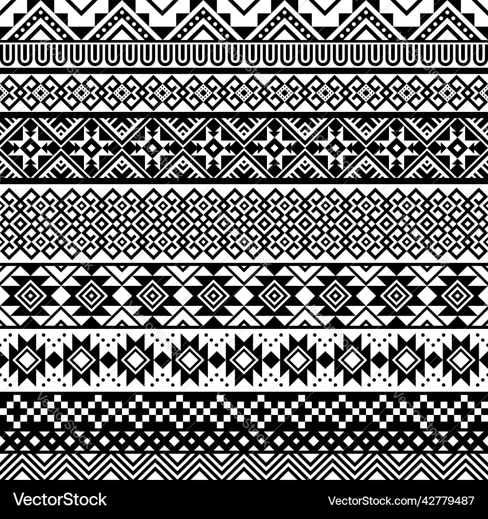 Mexican aztec mayan borders pattern backgrounds Vector Image