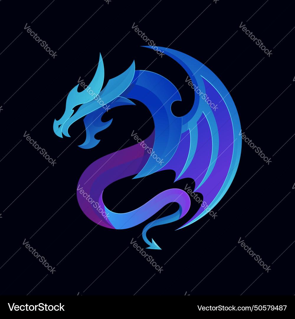 Modern colorful gradient dragon logo Royalty Free Vector
