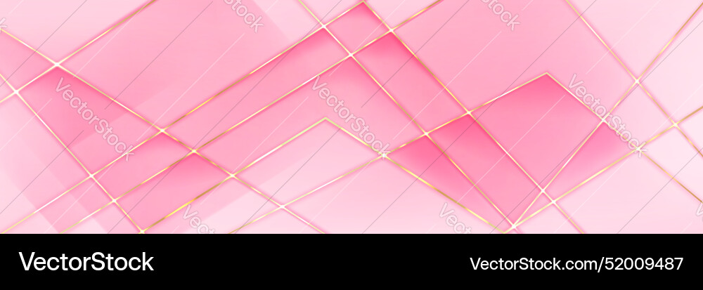 Pink pastel luxury background with gold pattern Vector Image