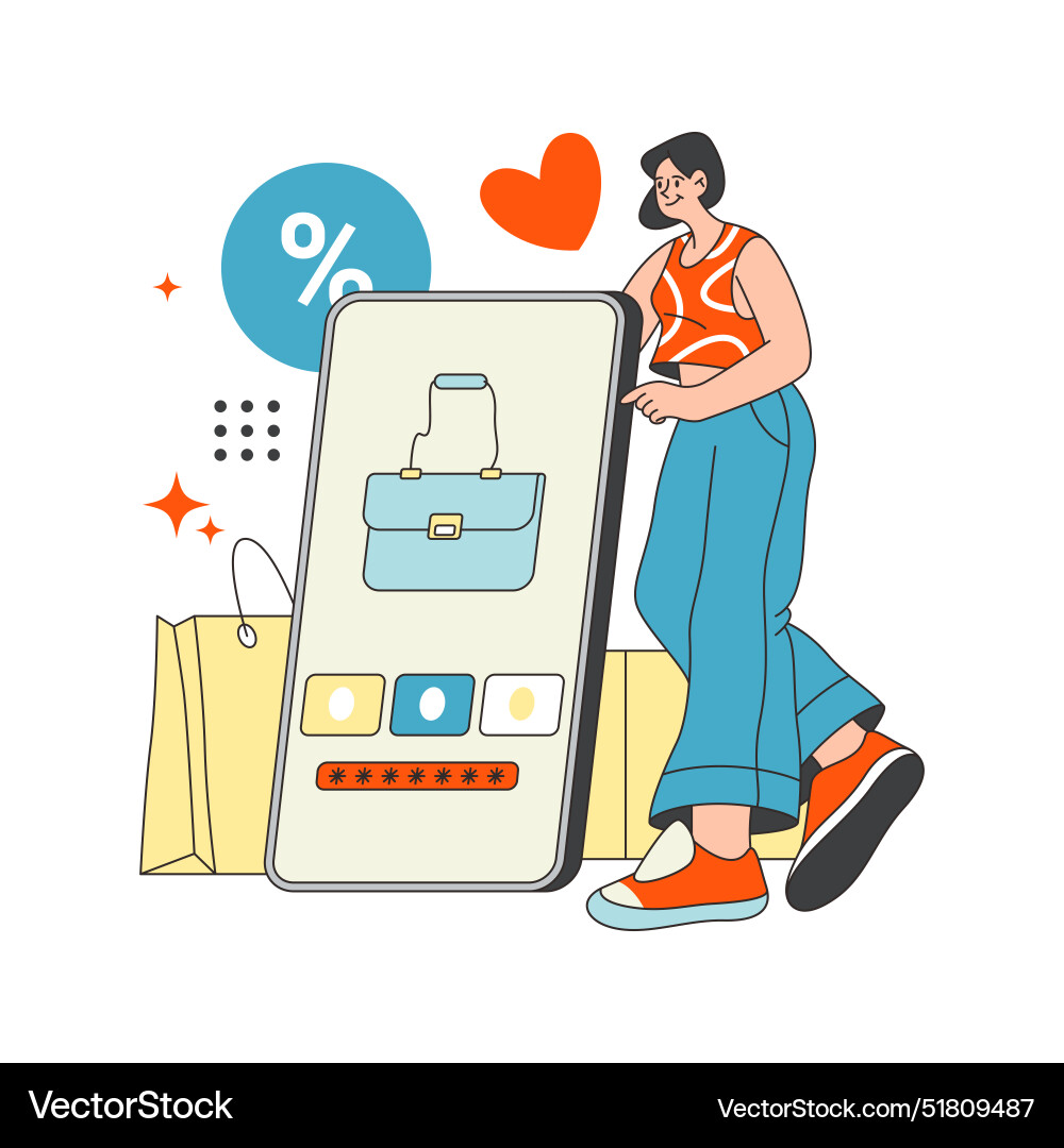 Shopping online wishlist in shop Royalty Free Vector Image