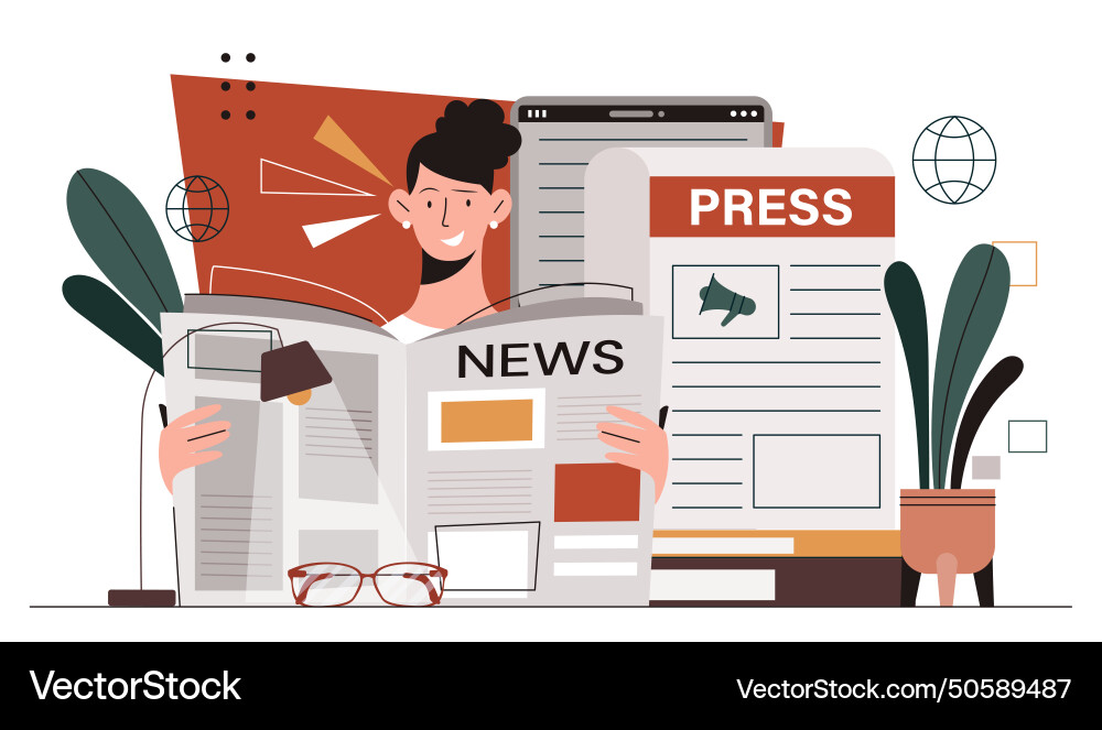 Woman with press concept Royalty Free Vector Image