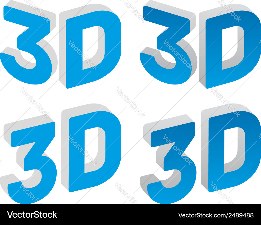 3d sign Royalty Free Vector Image - VectorStock