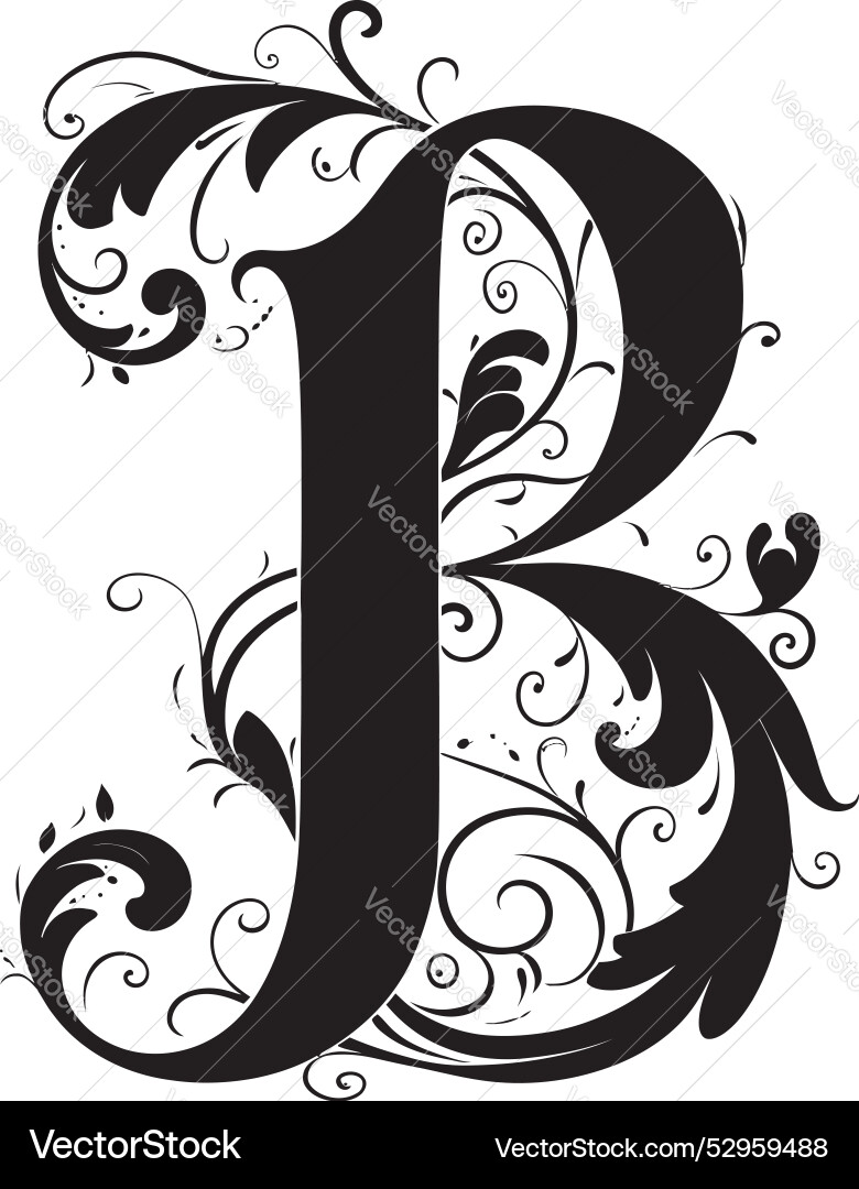 Bold artistry daring letter b typeface blithe Vector Image