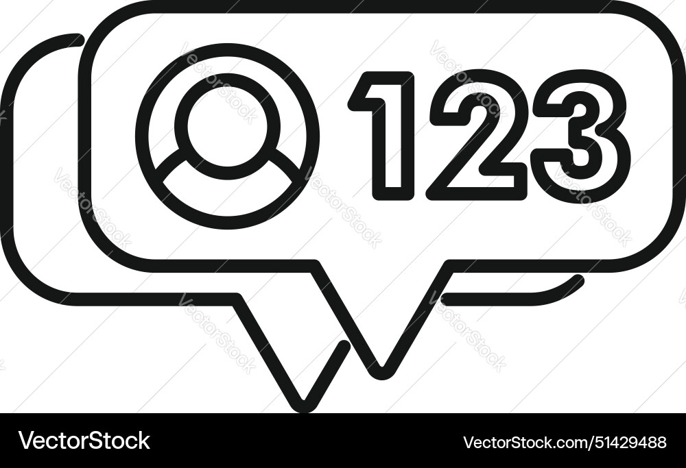 Chat bubble with user icon and numbers Royalty Free Vector