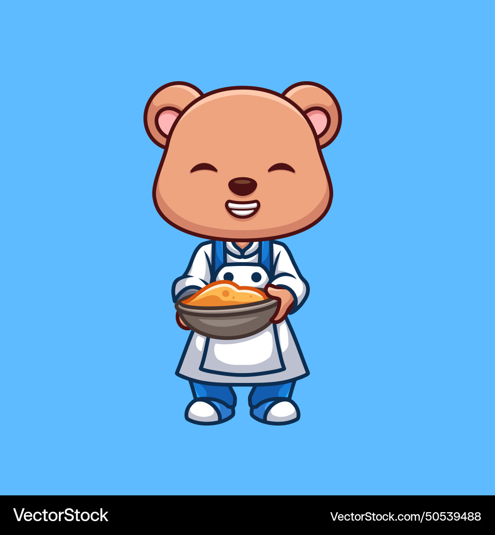 Chef bear cute cartoon character Royalty Free Vector Image