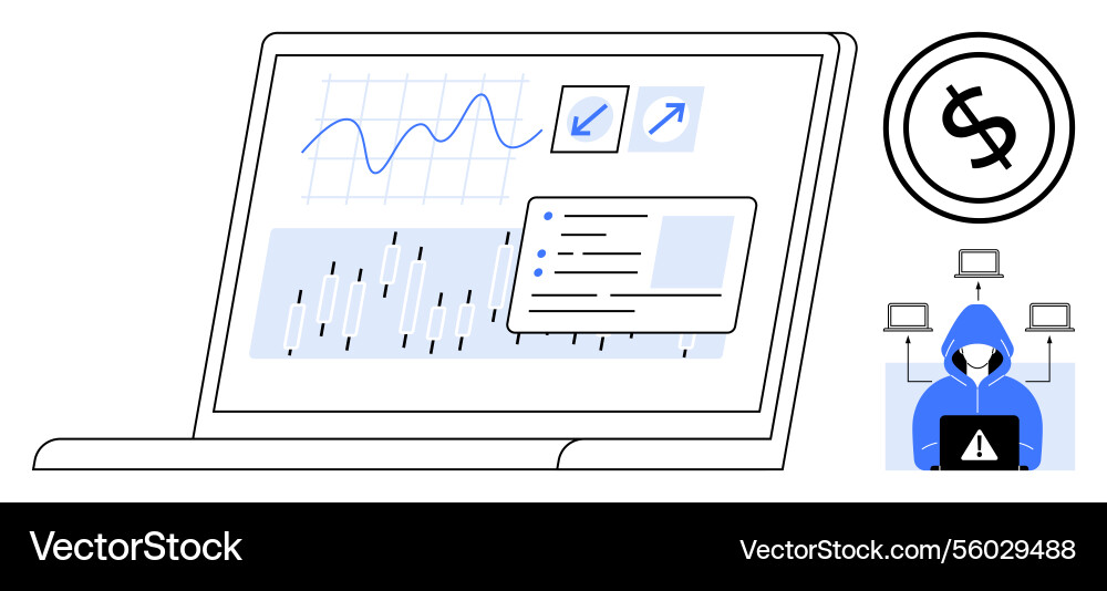 Cybersecurity threats and financial impact Vector Image