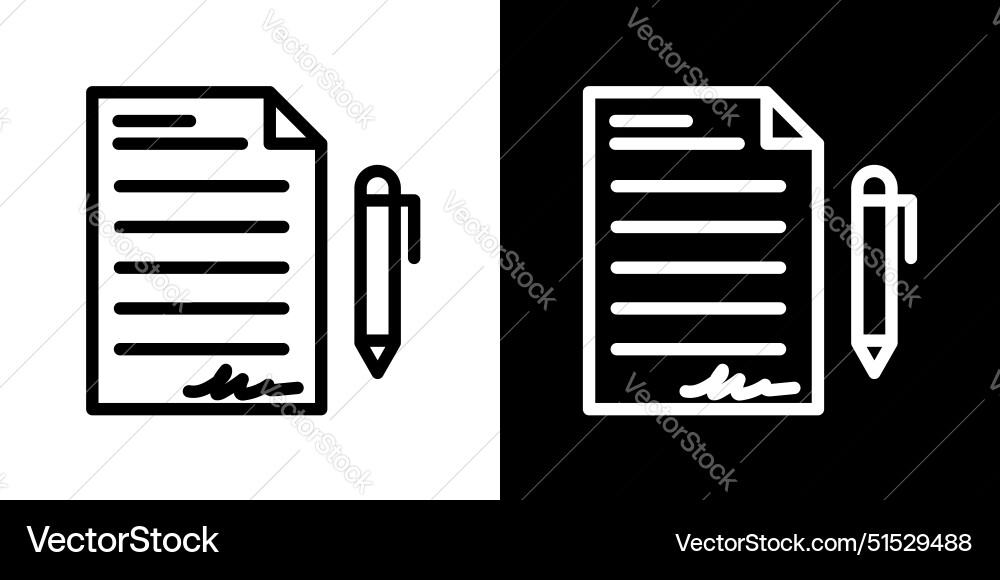 Document signed icon set contract paper Royalty Free Vector