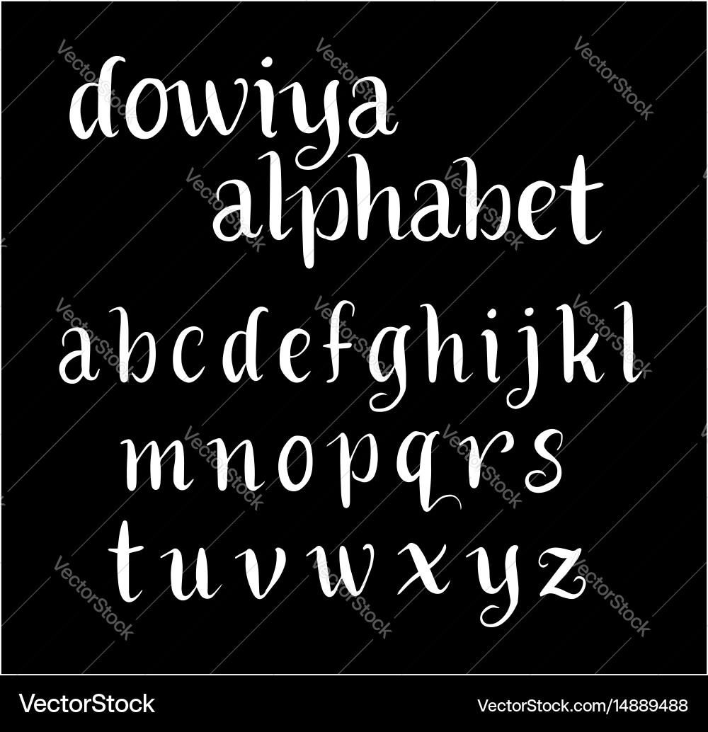 Dowiya alphabet typography Royalty Free Vector Image