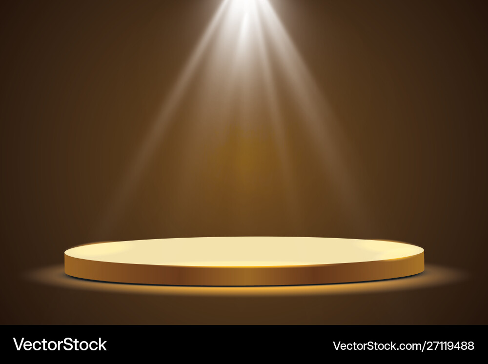 Golden podium with a spotlight on dark Royalty Free Vector