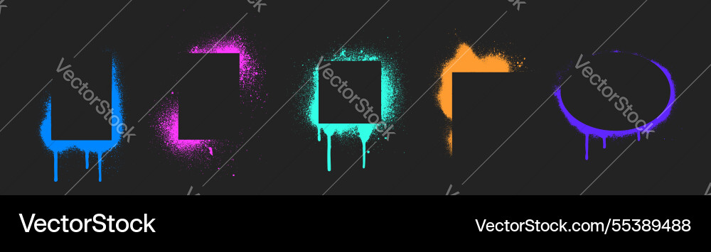 Neon Color Spray Stencil Set Royalty Free Vector Image