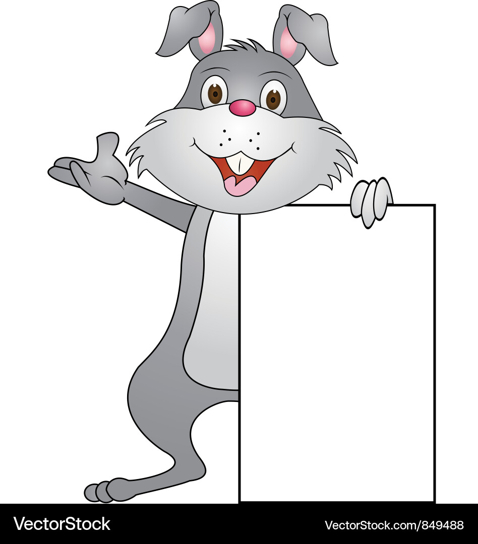 Rabbit with blank sign Royalty Free Vector Image