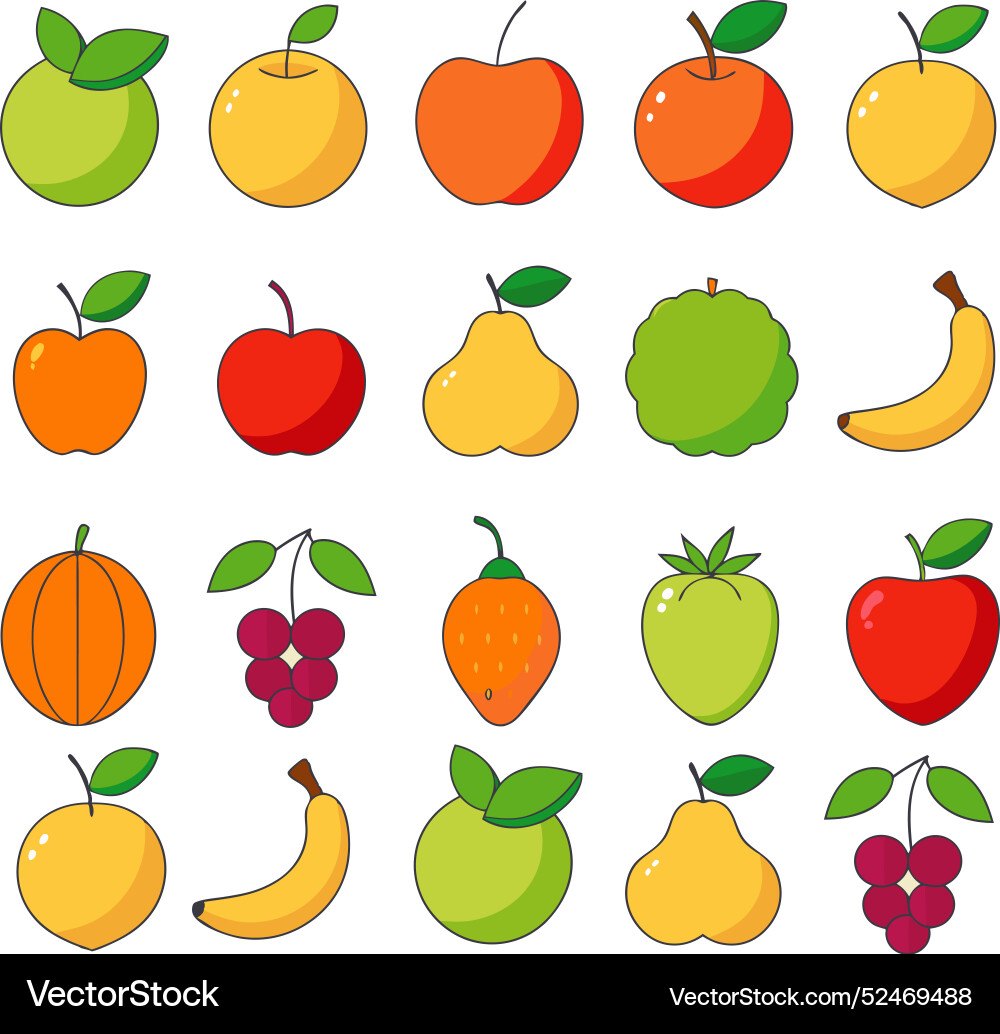 Set of healthy fruit Royalty Free Vector Image