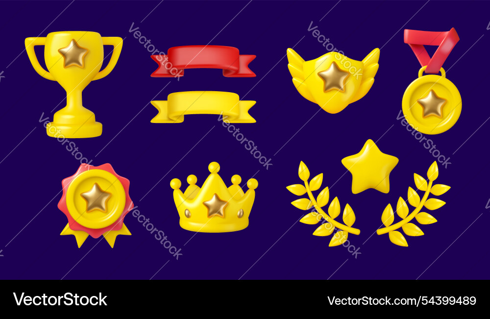 Award trophy icon set Royalty Free Vector Image