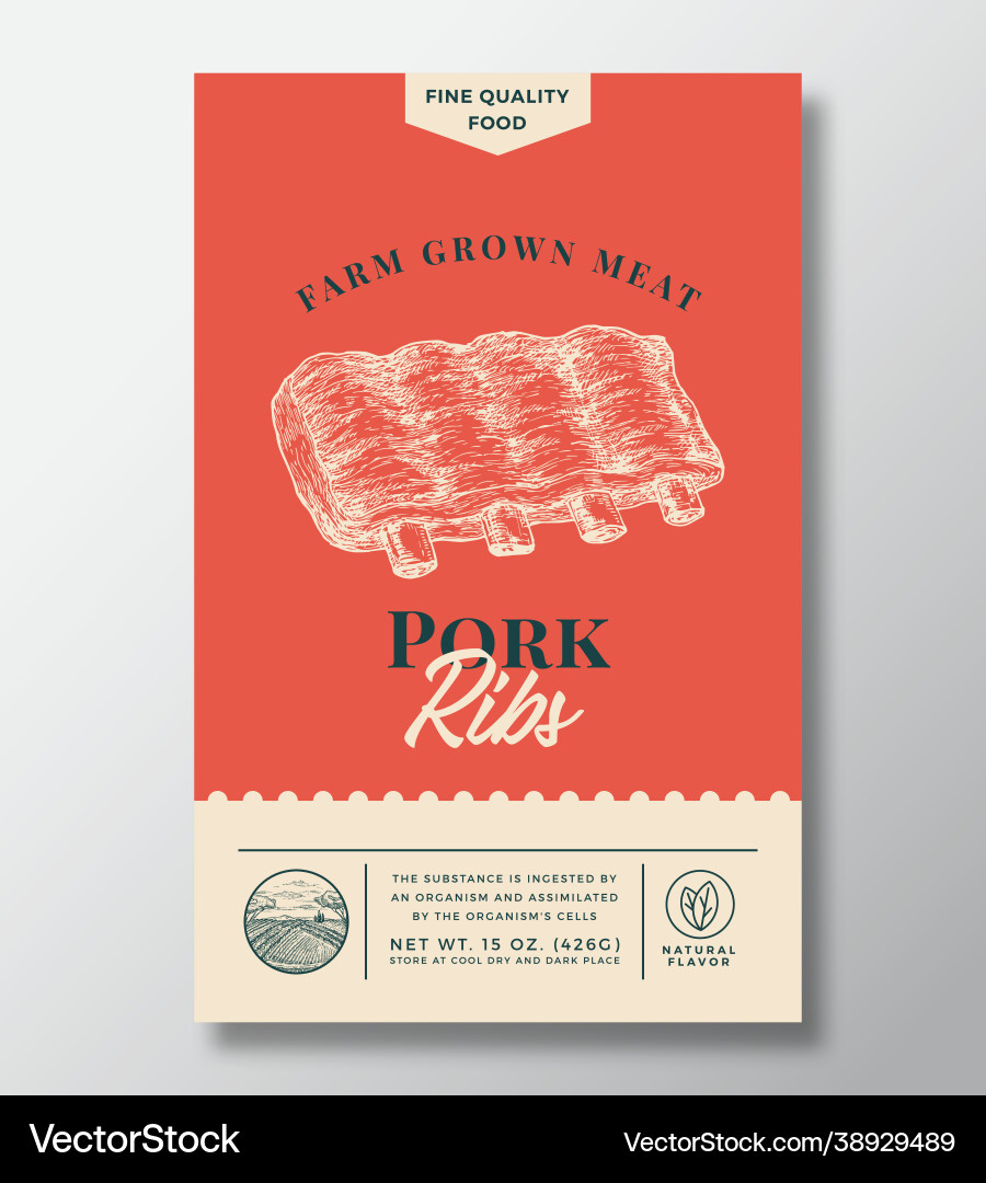 Farm grown meat abstract packaging design Vector Image