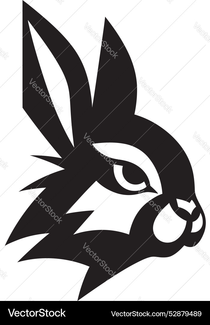 Geometric black rabbit logo graceful design Vector Image