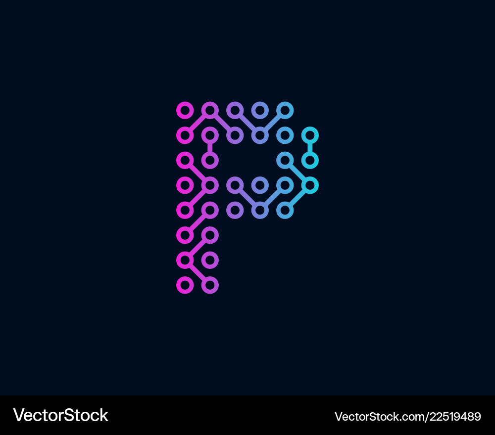 P circuit technology letter logo icon design Vector Image