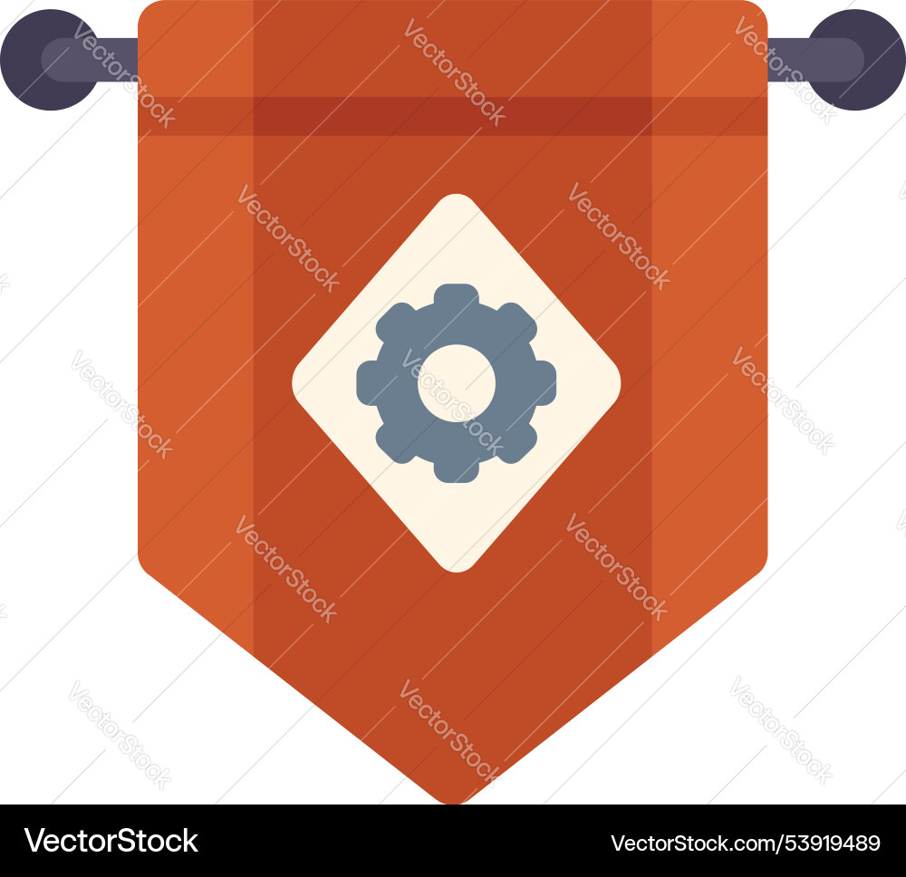 Red Gear Pennant - Engineering Icon Royalty Free Vector
