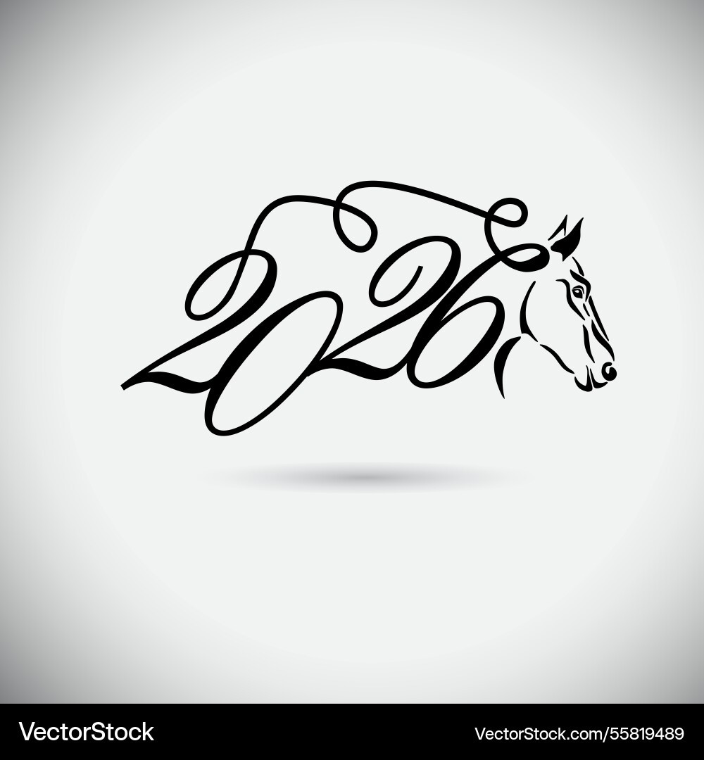 Year 2026 horse hand drawing not ai Royalty Free Vector