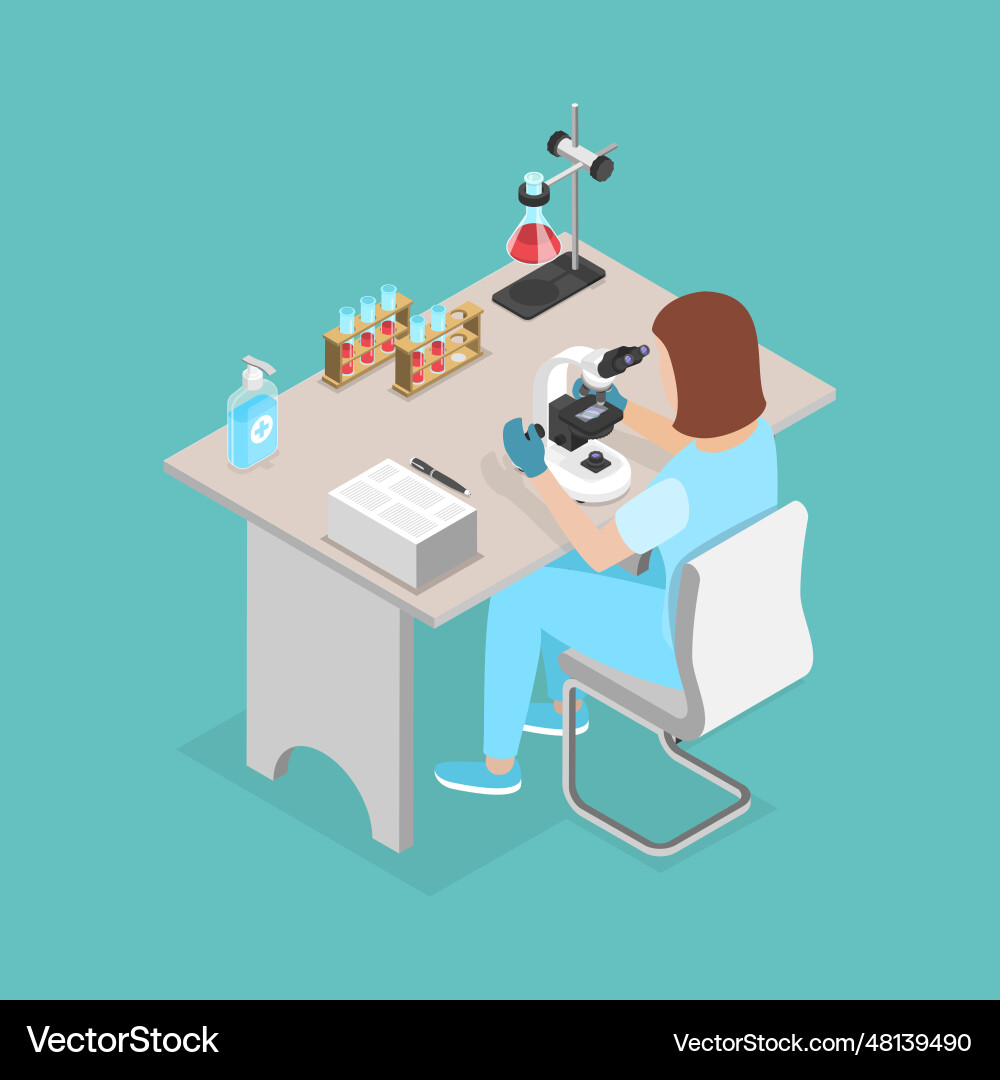 3d isometric flat icon of scientist Royalty Free Vector