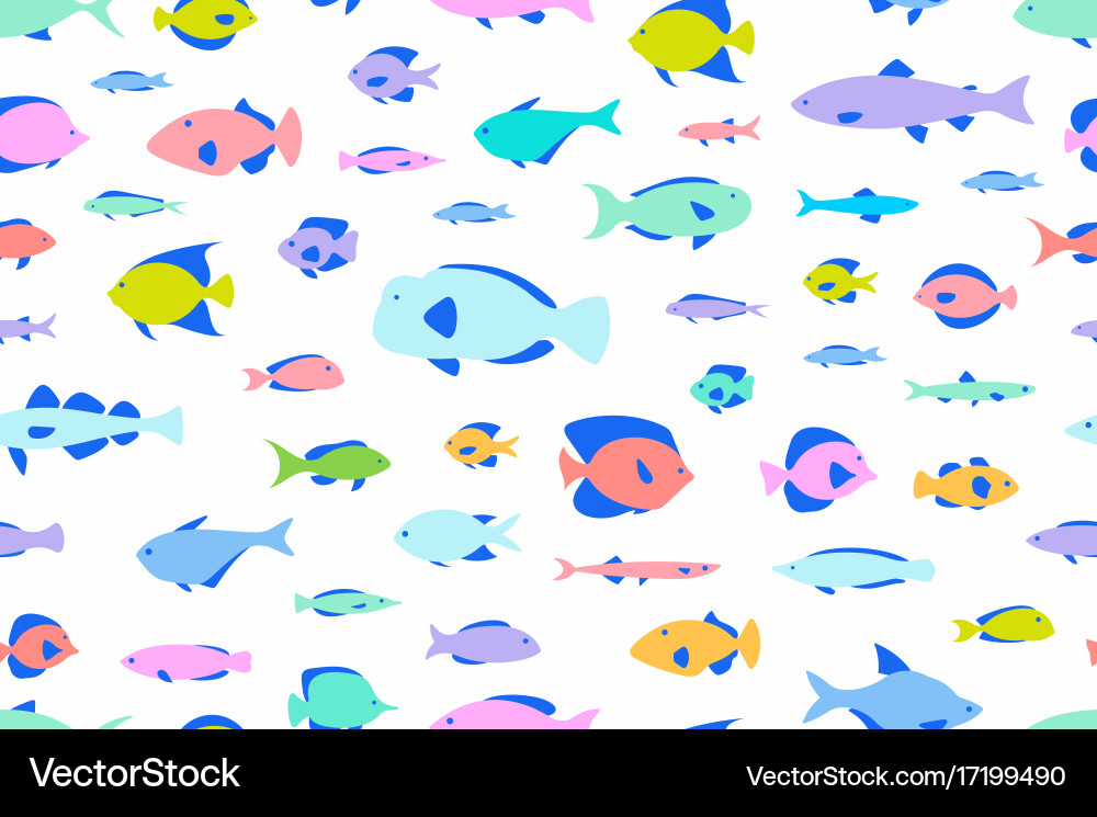 Colored seamless pattern fishes Royalty Free Vector Image