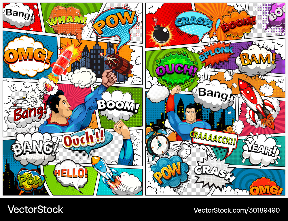 Comic book page template divided lines Royalty Free Vector