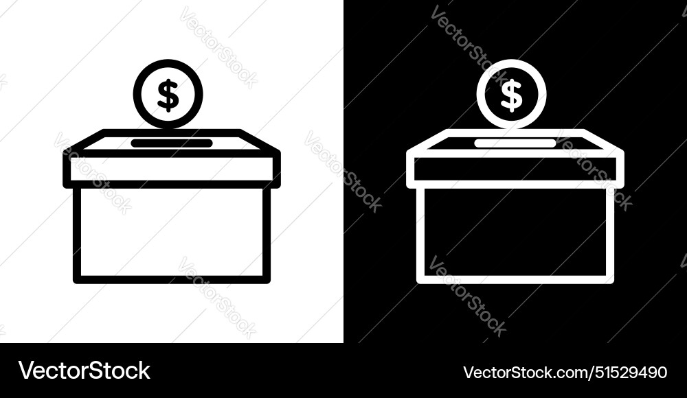 Donate icon set fundraising money box symbol Vector Image