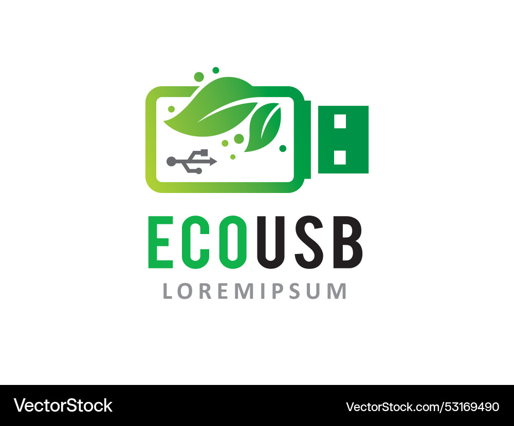Eco usb logo symbol or icon template Royalty Free Vector