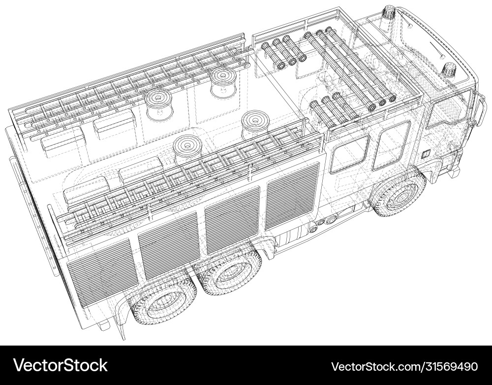 Fire engine truck wire Royalty Free Vector Image