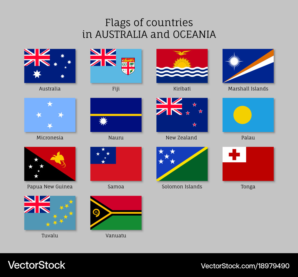 Flags countries australia and oceania flat style Vector Image
