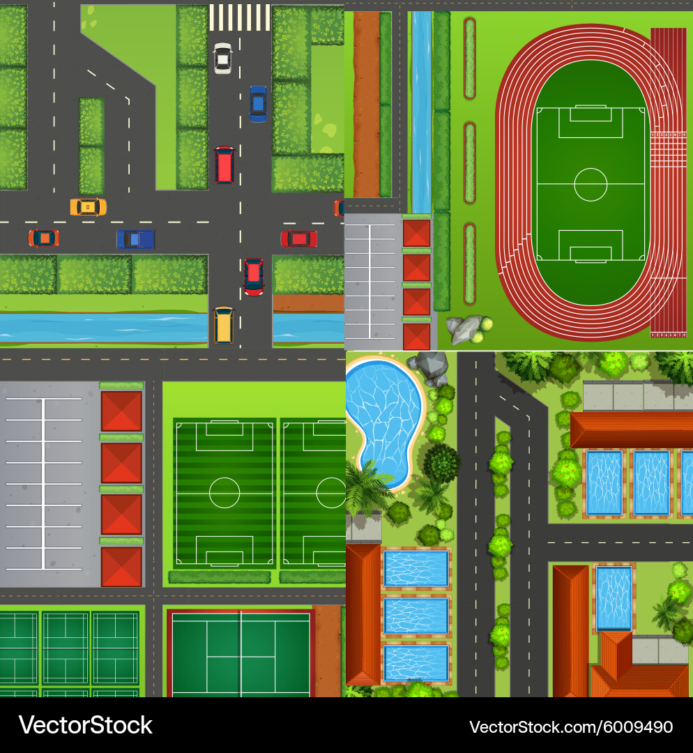 Four landscapes from top view Royalty Free Vector Image