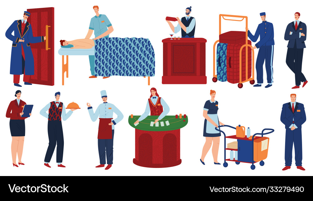 Hotel staff people set Royalty Free Vector Image
