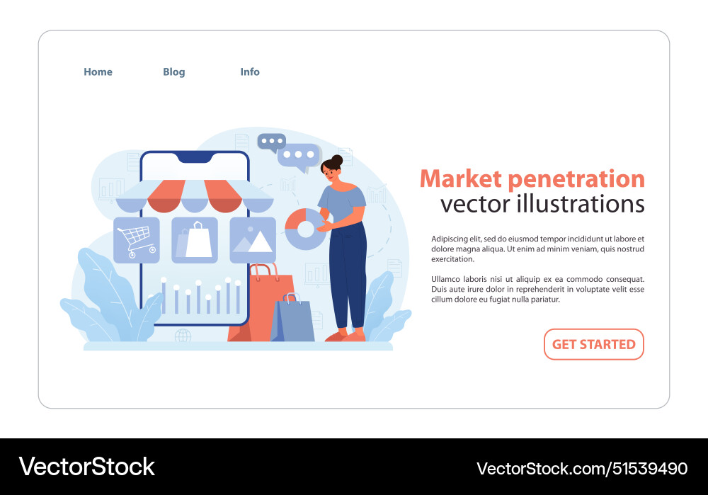 Market penetration concept flat Royalty Free Vector Image