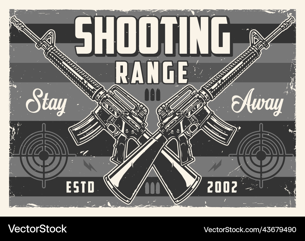 Military range vintage label monochrome Royalty Free Vector