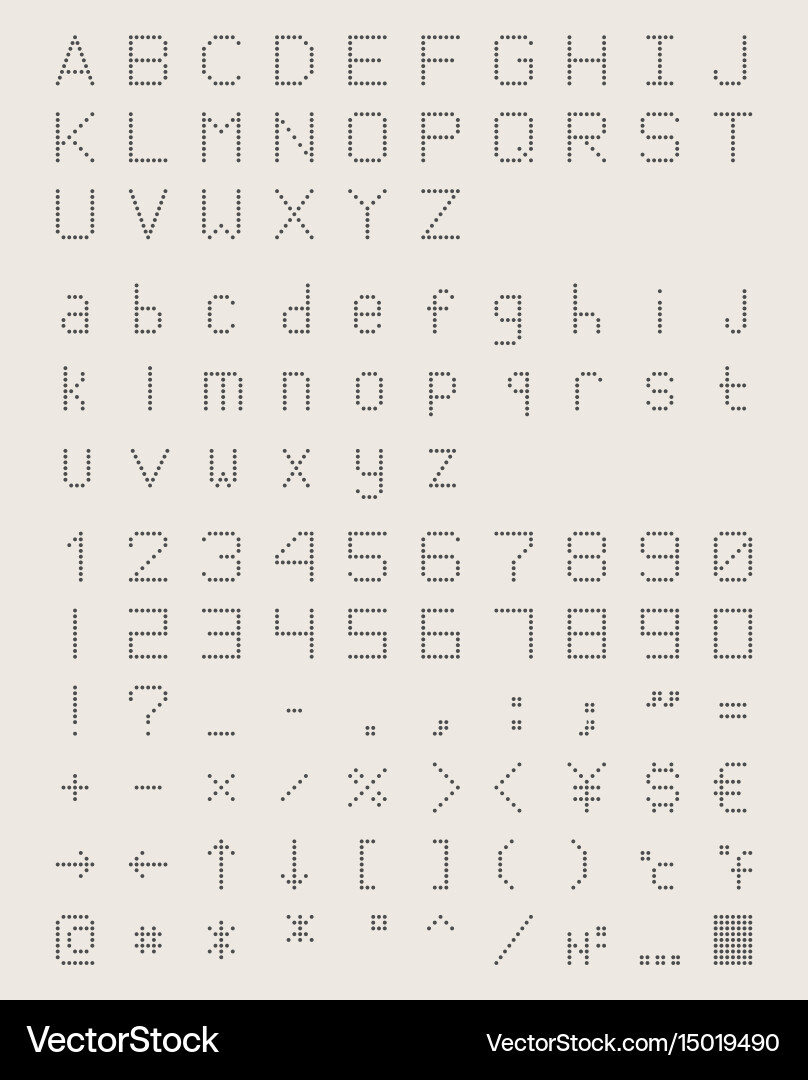 Perforated font dotted point type Royalty Free Vector Image