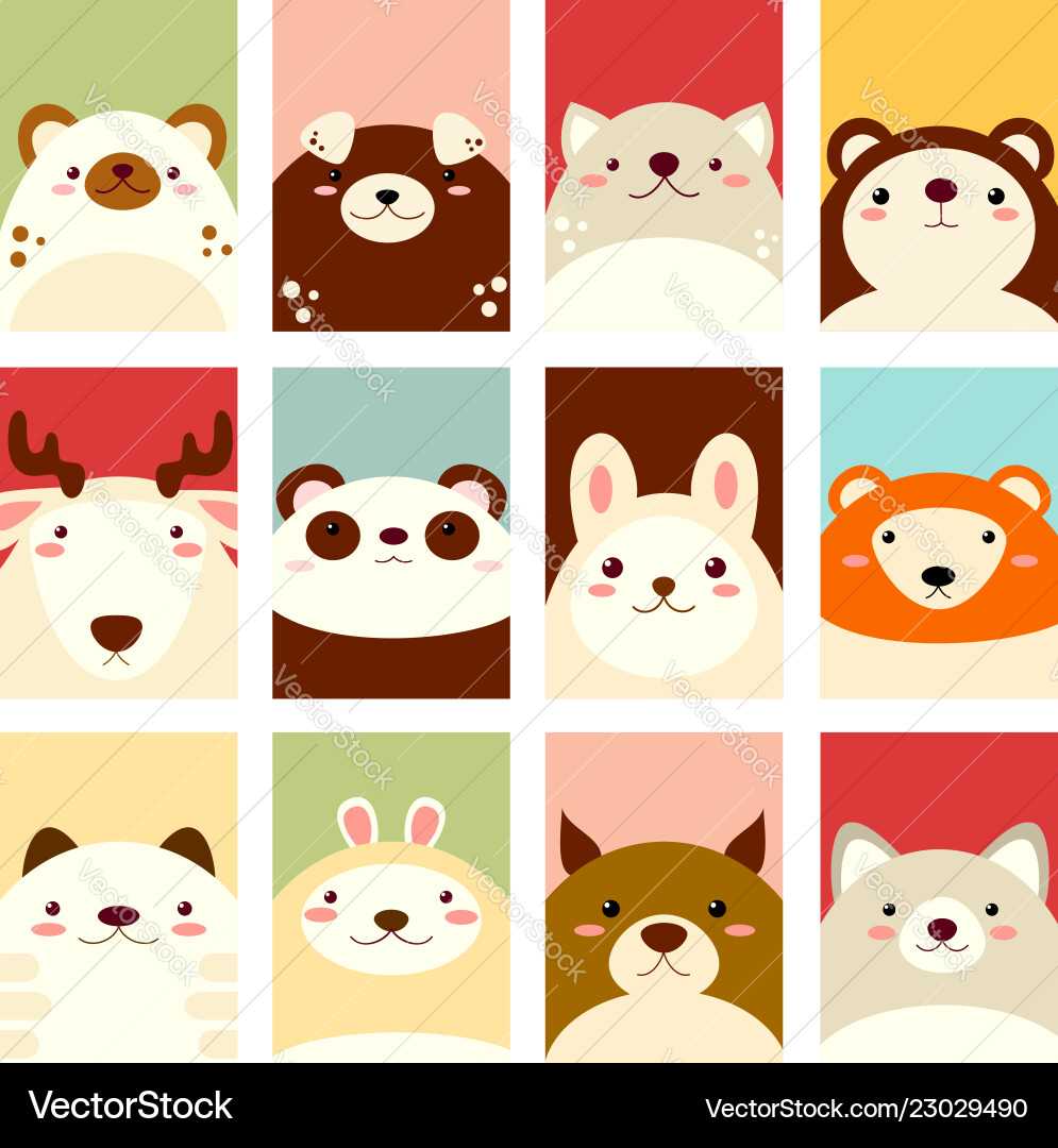 Set of banners with cute animals Royalty Free Vector Image
