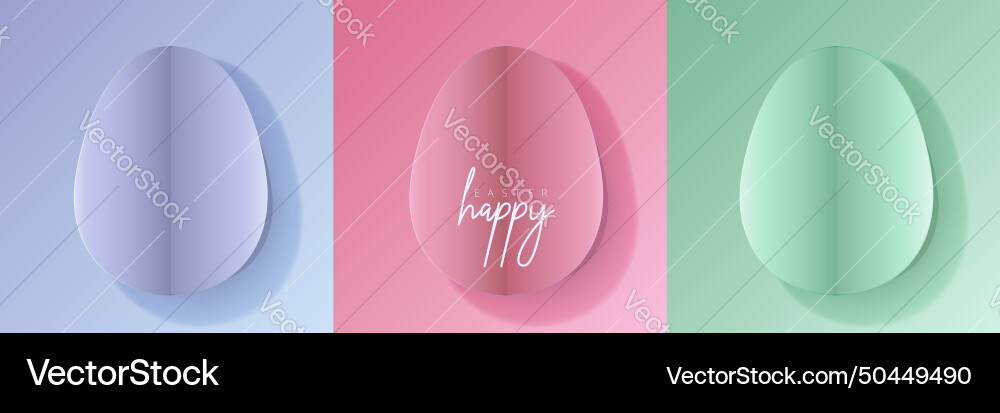 Set of pastel colored 3d egg shape frame design Vector Image