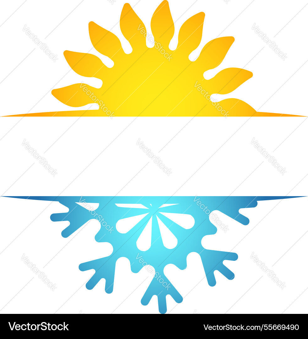 Sun and snowflake symbol sign banner Royalty Free Vector