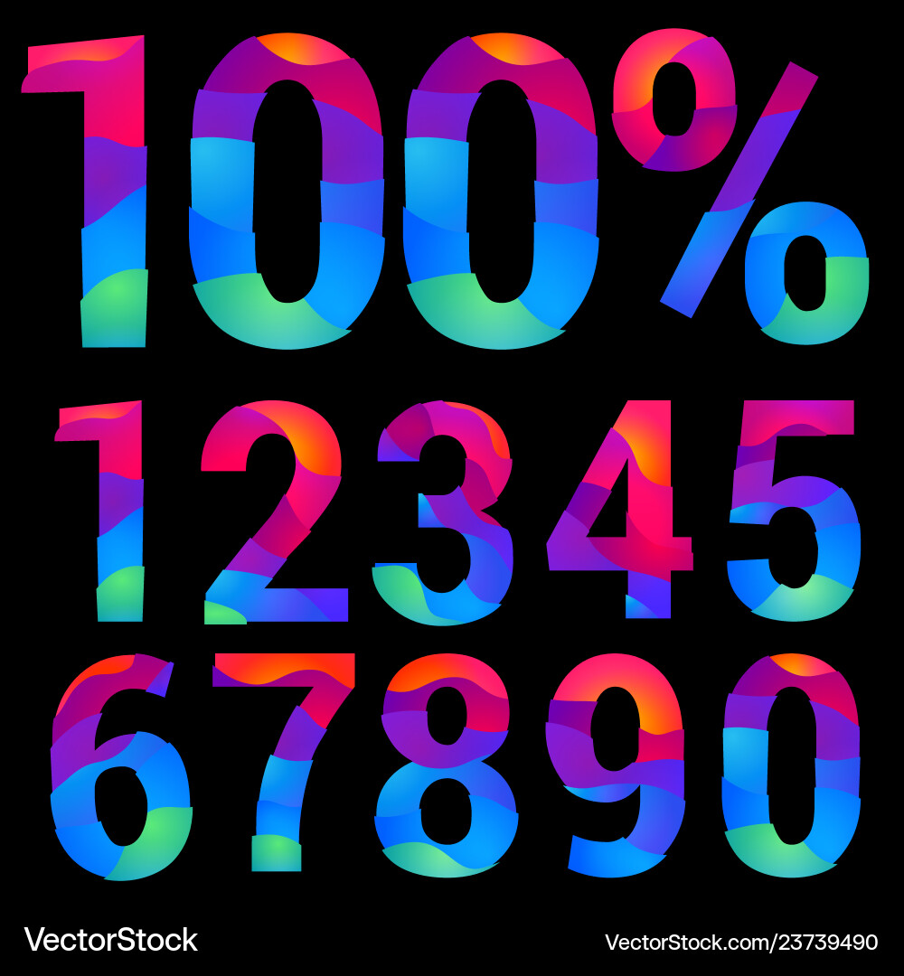 Trendy material design number set Royalty Free Vector Image