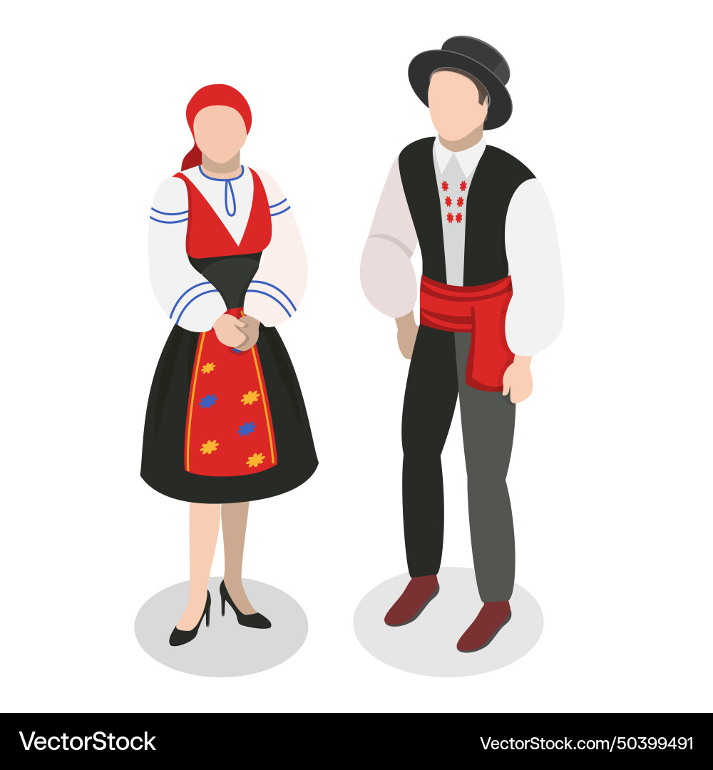 3d isometric flat of europeans Royalty Free Vector Image